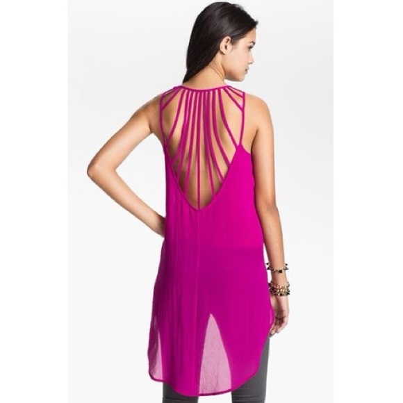 Lush | Tops | Lush Strappy Open Back Dramatic High Low Hem Sheer ...